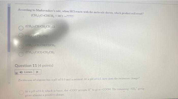 Solved According to Markovnikov's rule, when HCI reacts with | Chegg.com