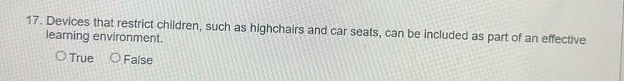 Solved Devices that restrict children, such as highchairs | Chegg.com