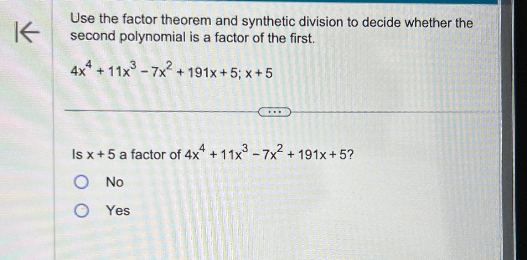 Solved Use the factor theorem and synthetic division to | Chegg.com