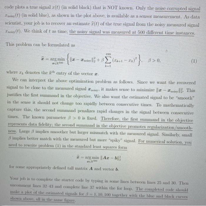 Estimate true signal from measured noisy signal (50 | Chegg.com