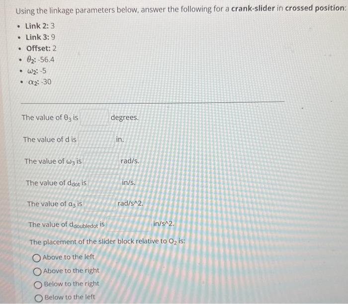 Solved Using the linkage parameters below, answer the | Chegg.com