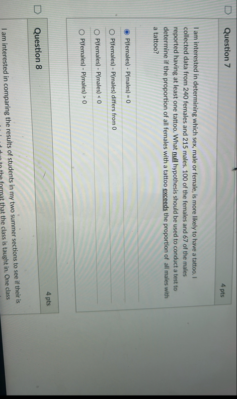 Solved Question 74 ﻿ptsI am interested in determining which | Chegg.com
