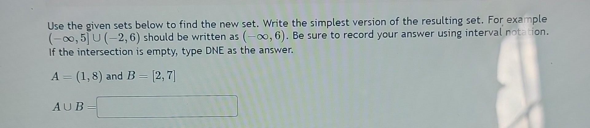 Solved Use the given sets below to find the new set. Write | Chegg.com