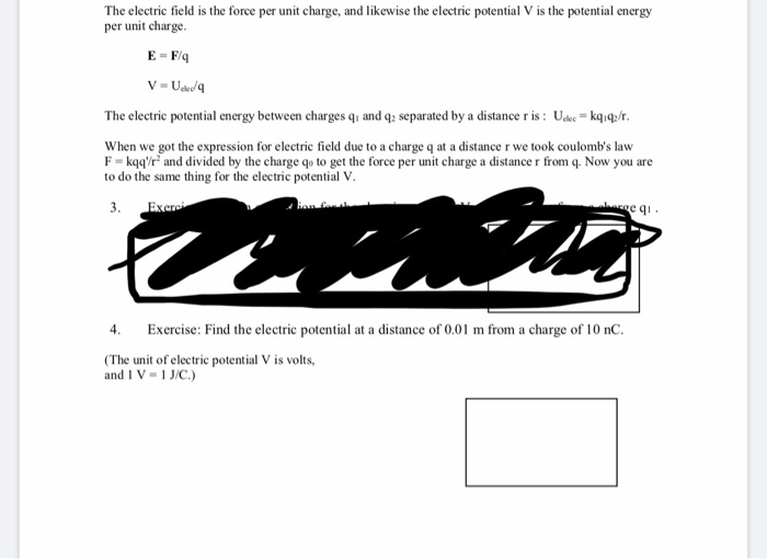 Solved The electric field is the force per unit charge, and | Chegg.com