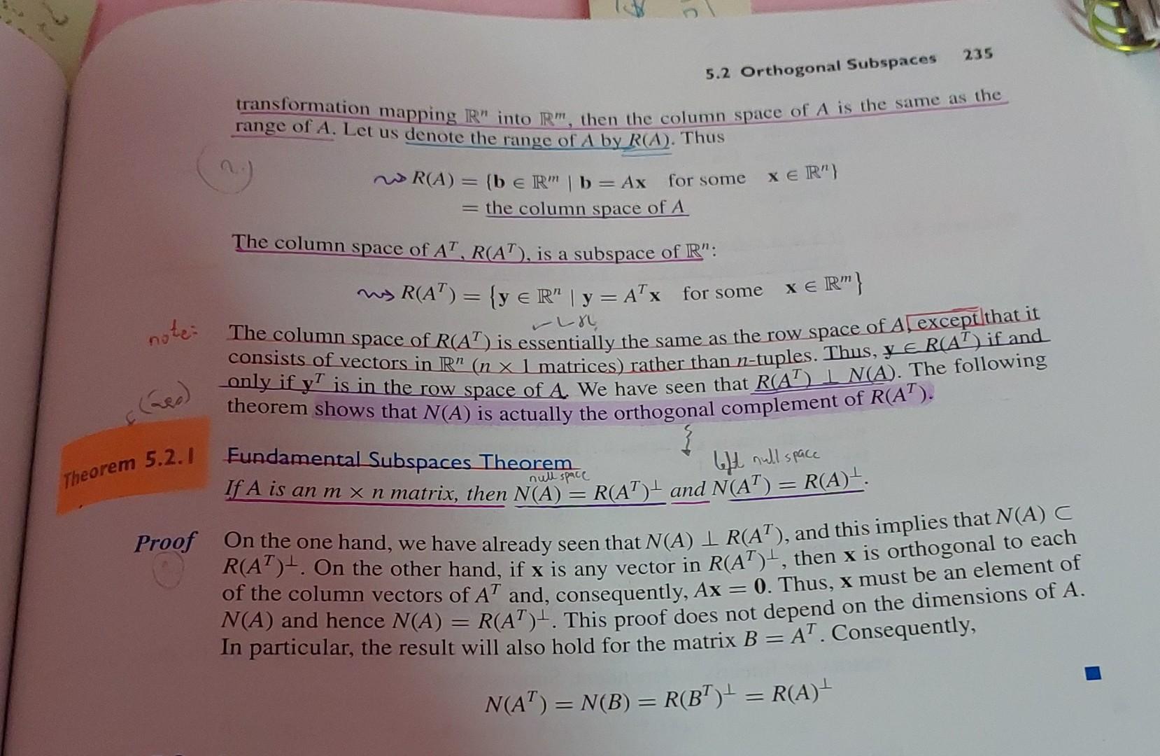 Solved Fundamental Subspaces Let A be an m×n matrix. We saw | Chegg.com