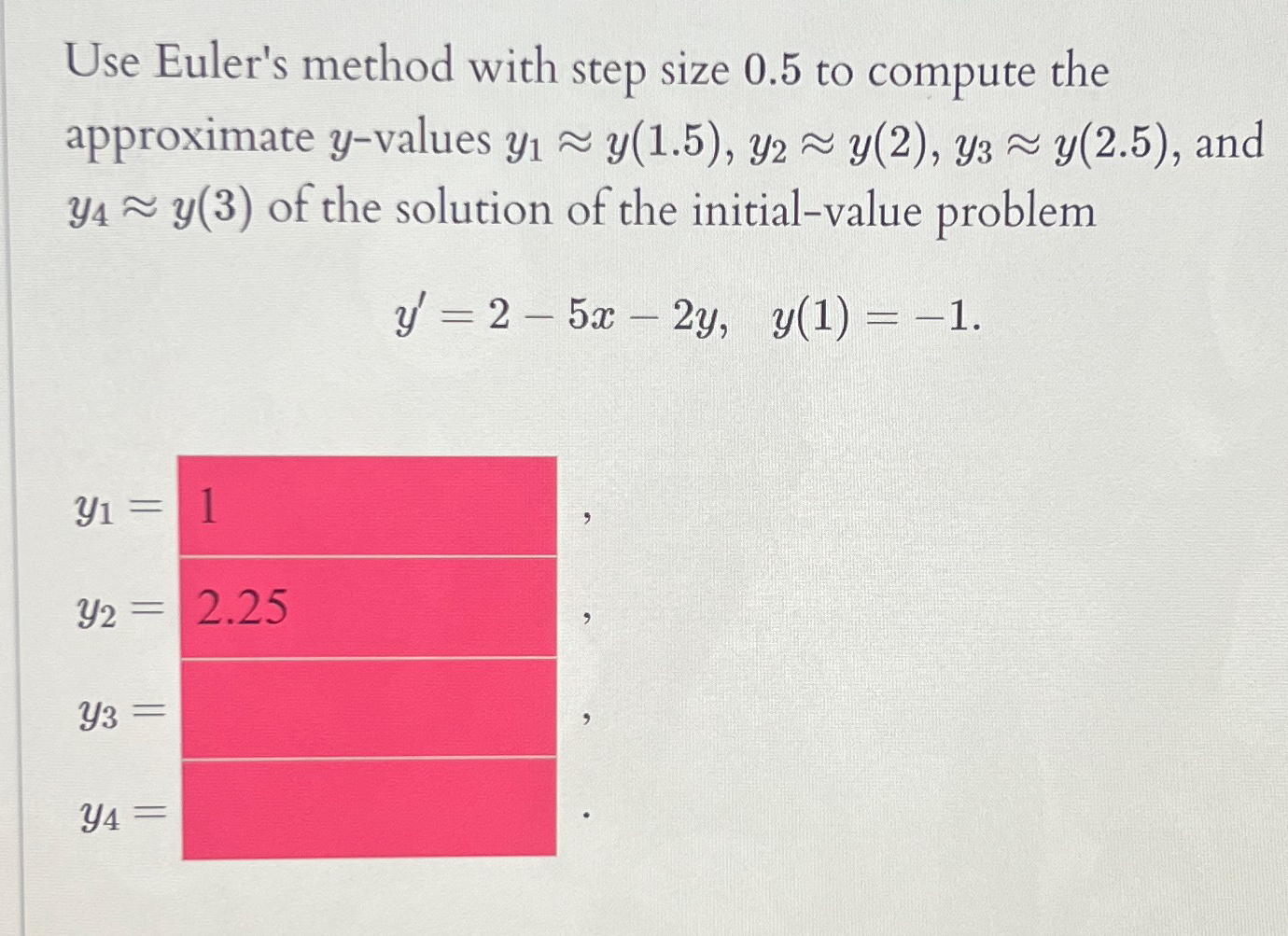 Solved Use Euler's method with step size 0.5 ﻿to compute the | Chegg.com