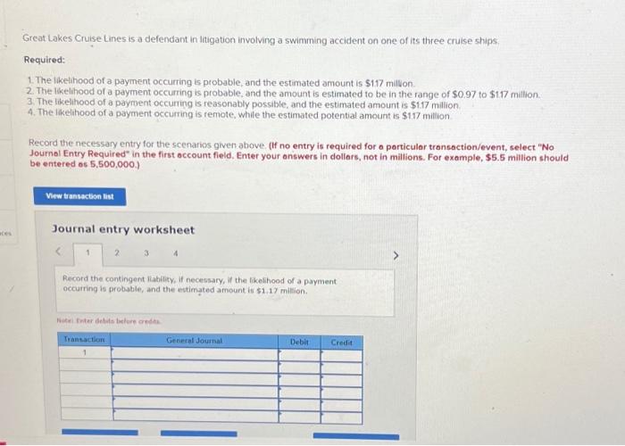 Solved Journal entry worksheet Record the contingent | Chegg.com