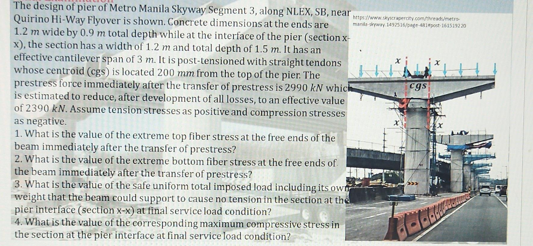 Solved The design of pier of Metro Manila Skyway Segment 3, | Chegg.com
