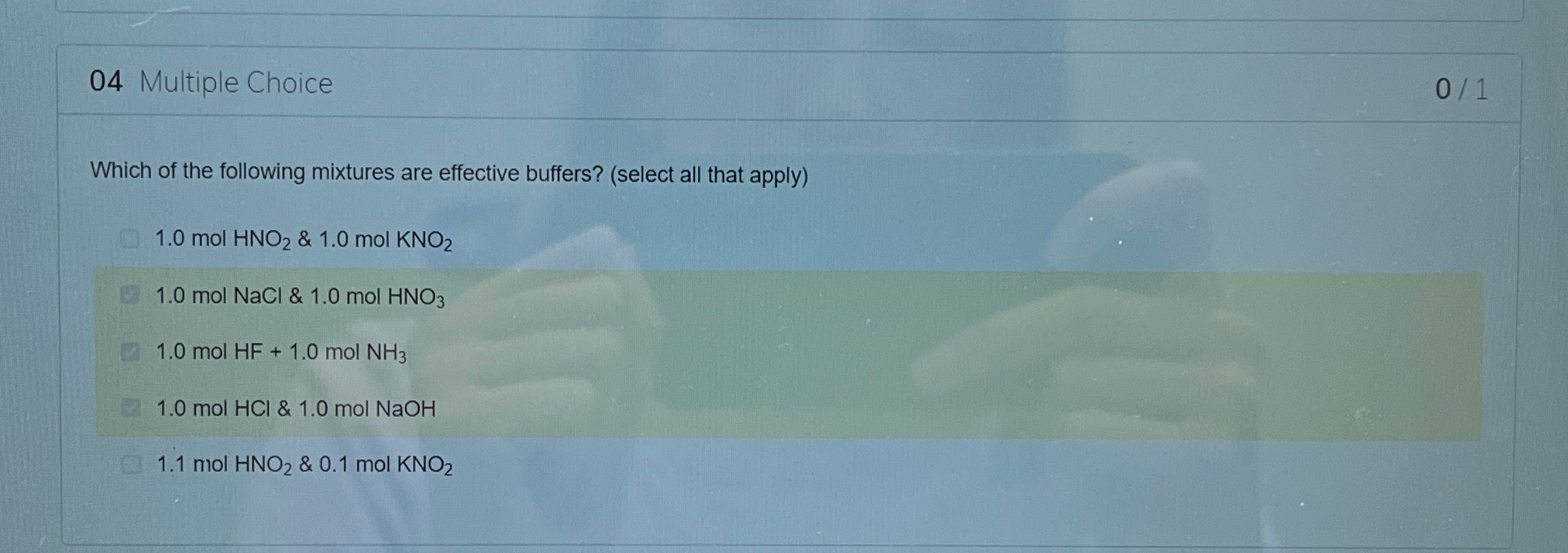 Solved 04 ﻿Multiple ChoiceWhich of the following mixtures | Chegg.com
