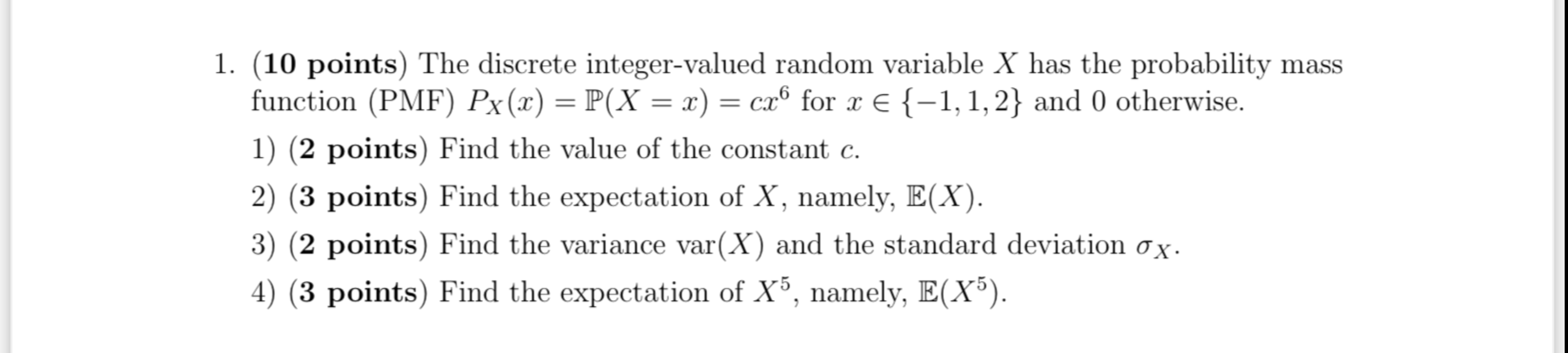 Solved 10 ﻿points ﻿the Discrete Integer Valued Random 
