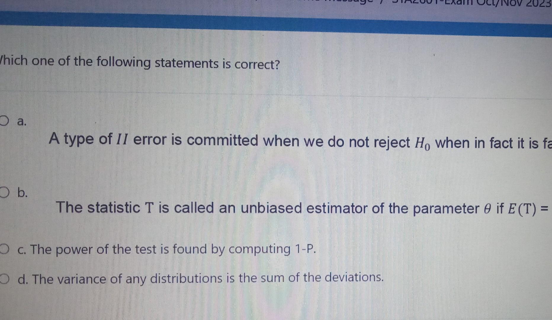 Solved hich one of the following statements is correct? a. A | Chegg.com