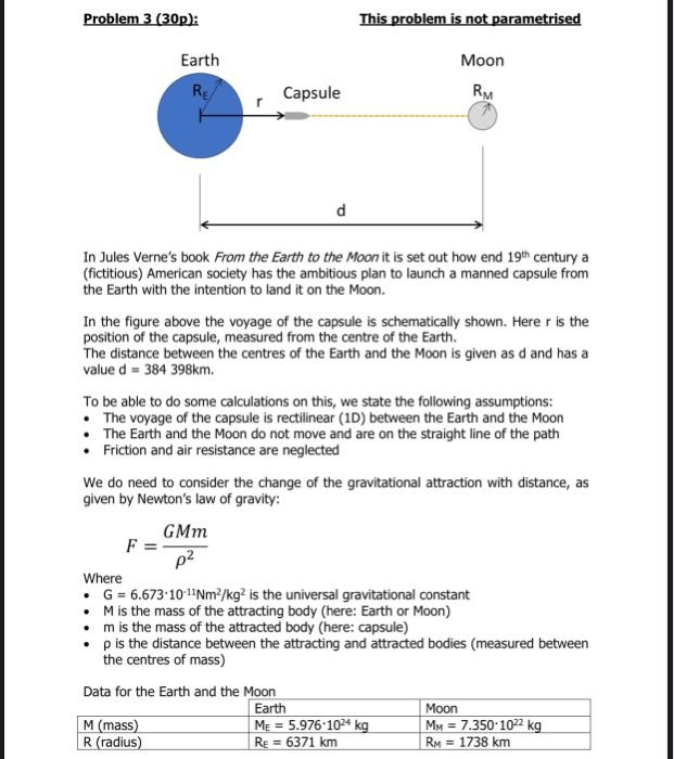 Solved Problem 3 (30p): This problem is not parametrised | Chegg.com