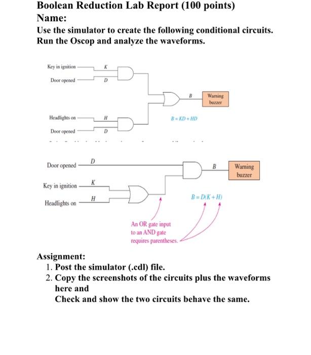Solved Boolean Reduction Lab Report (100 points) Name: Use | Chegg.com