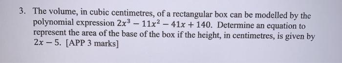Solved 3. The volume, in cubic centimetres, of a rectangular | Chegg.com