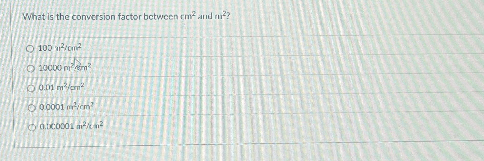 Solved What is the conversion factor between cm2 ﻿and | Chegg.com