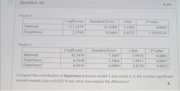 Solved Nutuatal 9Compare the contribution of Experience | Chegg.com