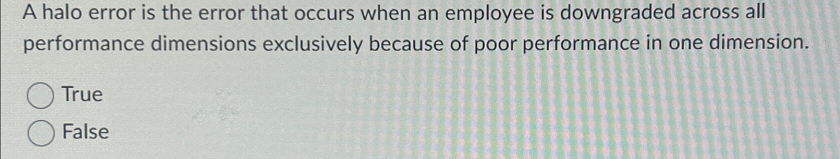 Solved A halo error is the error that occurs when an | Chegg.com