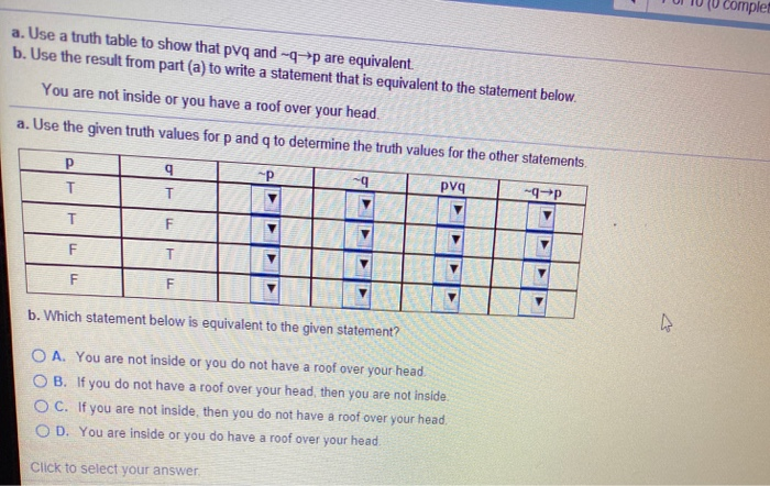 Solved Determine The Truth Value For The Following Statement