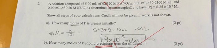 Solved A solution composed of 5.00 mL of 0.0120 M Pb(NO3)2, | Chegg.com