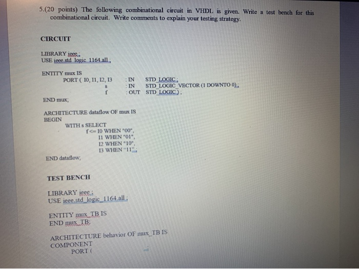 Solved 5.(20 points) The following combinational circuit in | Chegg.com