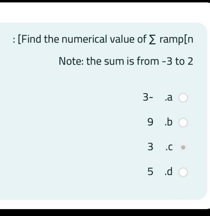 Solved : [Find the numerical value of ∑?? ﻿ramp[nNote: the | Chegg.com