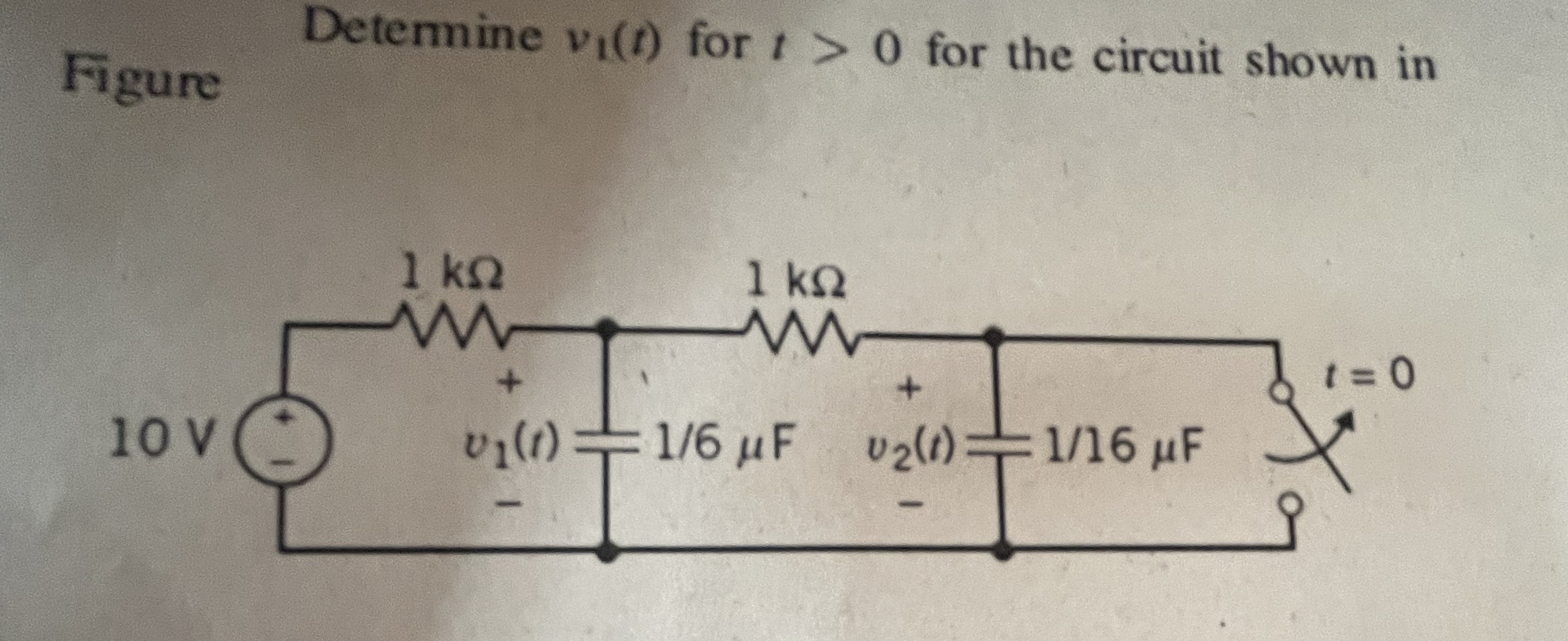 Solved Determine v1(t) ﻿for t>0 ﻿for the circuit shown. | Chegg.com