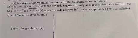 Solved ,r(x) ﻿is a degree s polynomial function with the | Chegg.com