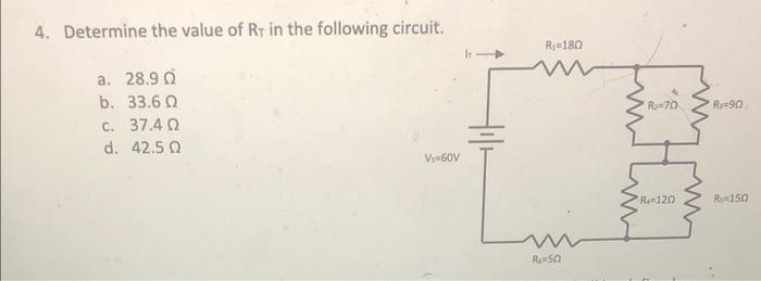 Solved 4. Determine the value of RT in the following cir | Chegg.com