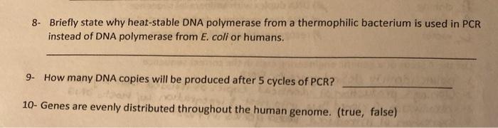 Solved 8- Briefly state why heat-stable DNA polymerase from | Chegg.com
