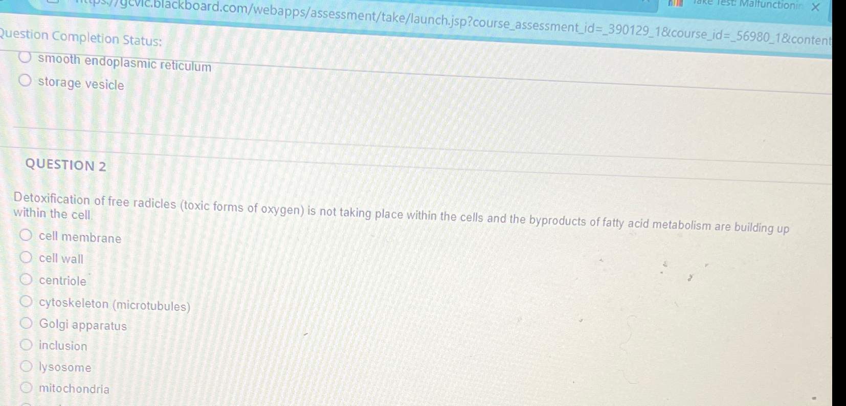 Solved 2uestion Completion Status:smooth endoplasmic | Chegg.com