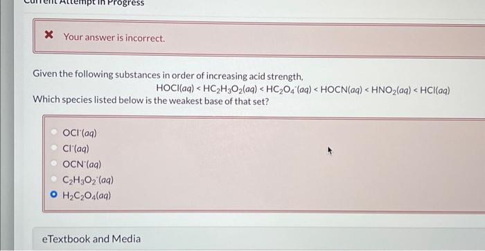 Solved Given the following substances in order of increasing | Chegg.com