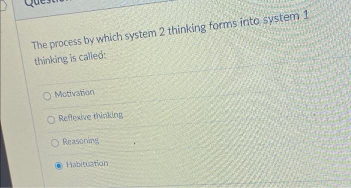 Solved The process by which system 2 thinking forms into | Chegg.com