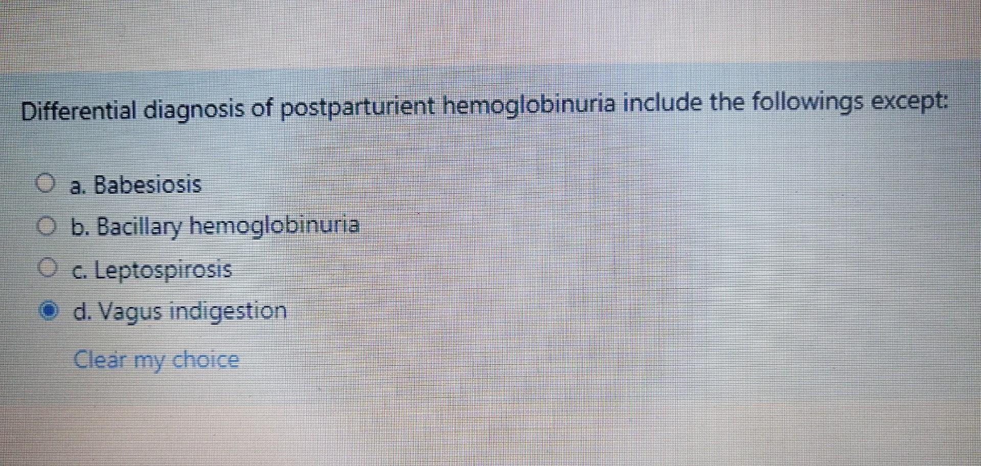 Solved Differential diagnosis of postparturient | Chegg.com
