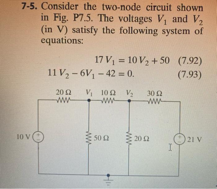 Solved -5. Consider the two-node circuit shown in Fig. P7.5. | Chegg.com