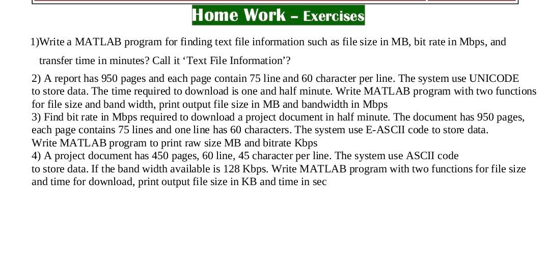 Solved 1)Write a MATLAB program for finding text file | Chegg.com
