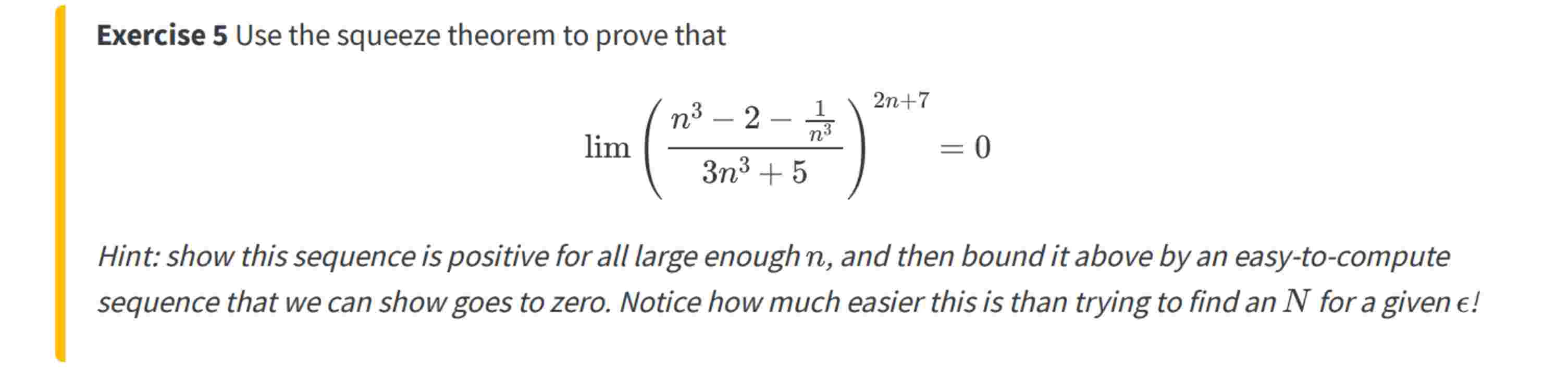 Solved Exercise 5 ﻿Use the squeeze theorem to ﻿prove | Chegg.com