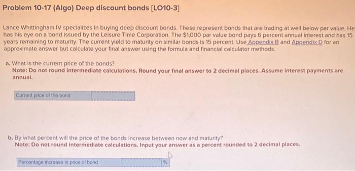 Solved Lance Whittingham IV specializes in buying deep | Chegg.com
