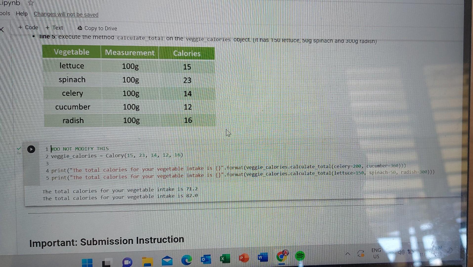 Solved 1. (Line 5) [Under the class calory] A _ init_ method | Chegg.com