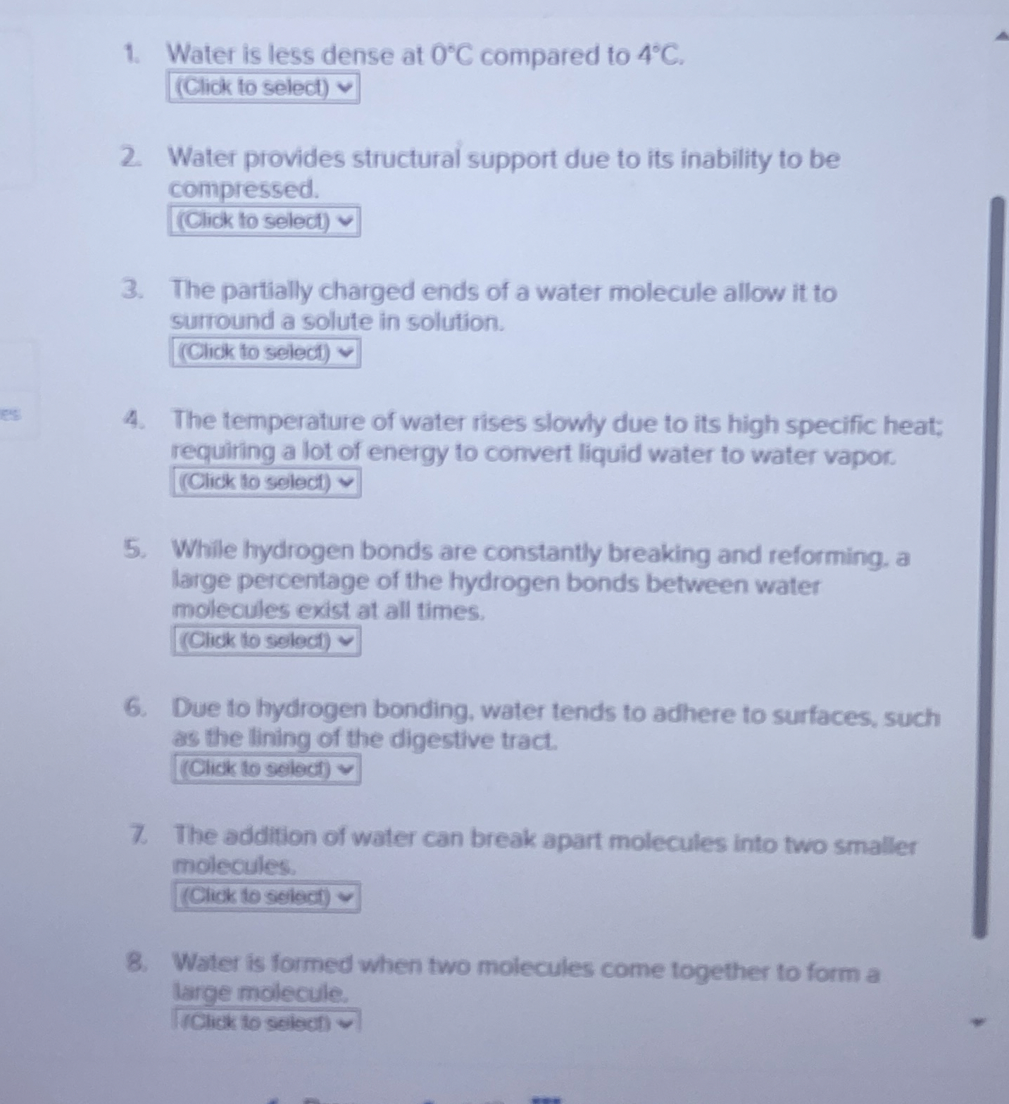 Solved Water is less dense at 0°C ﻿compared to 4°C.(Click to | Chegg.com