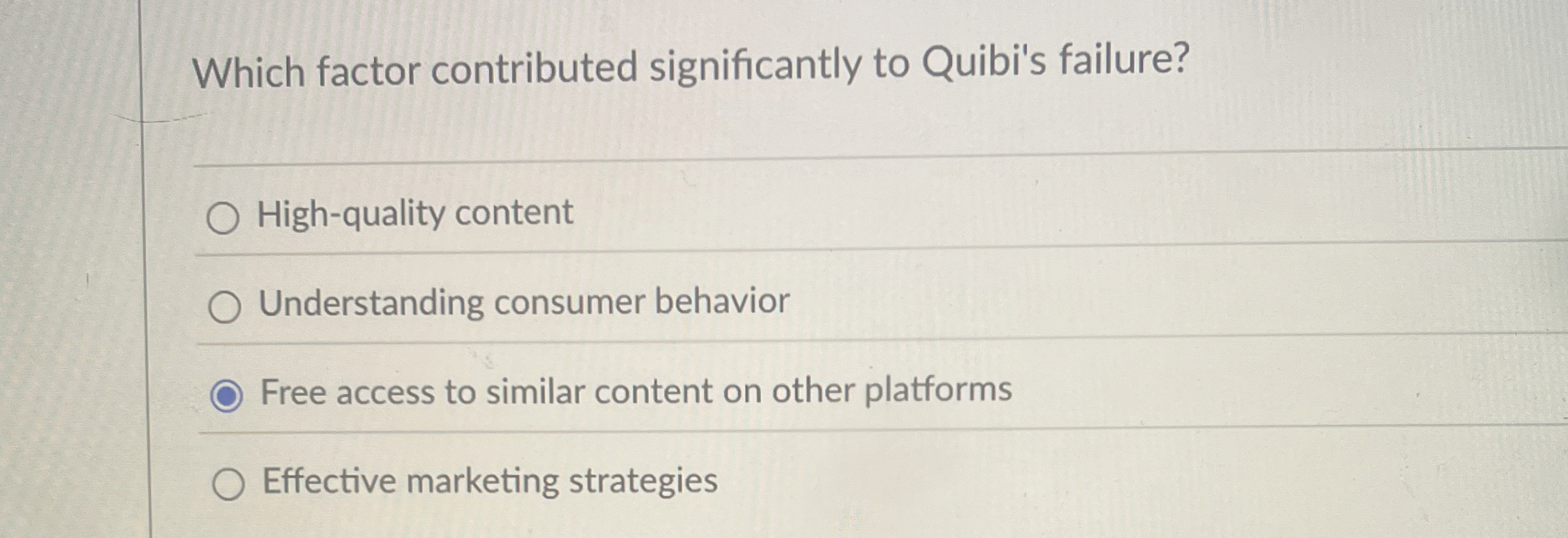 Solved Which factor contributed significantly to Quibi's | Chegg.com