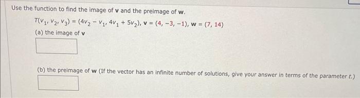 Solved Use the function to find the image of v and the | Chegg.com