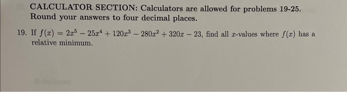 Solved CALCULATOR SECTION: Calculators are allowed for | Chegg.com