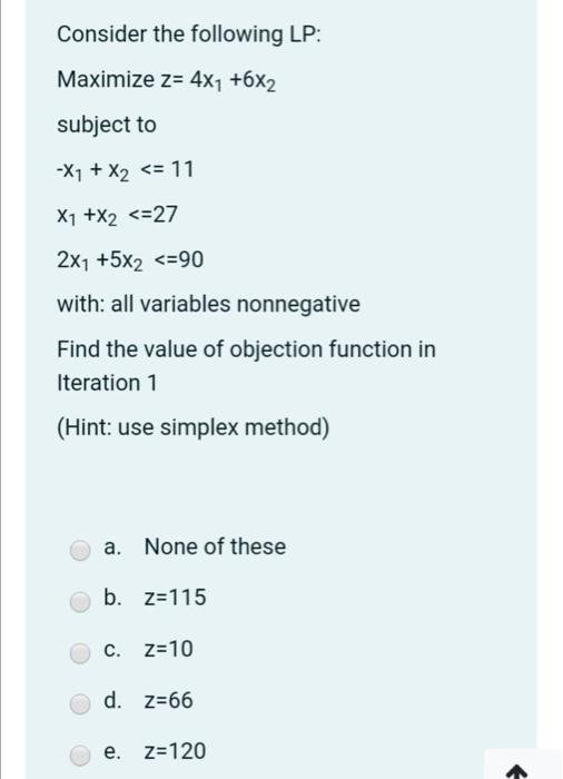 Solved Consider the following LP: Maximize z= 4x4 +6X2 | Chegg.com