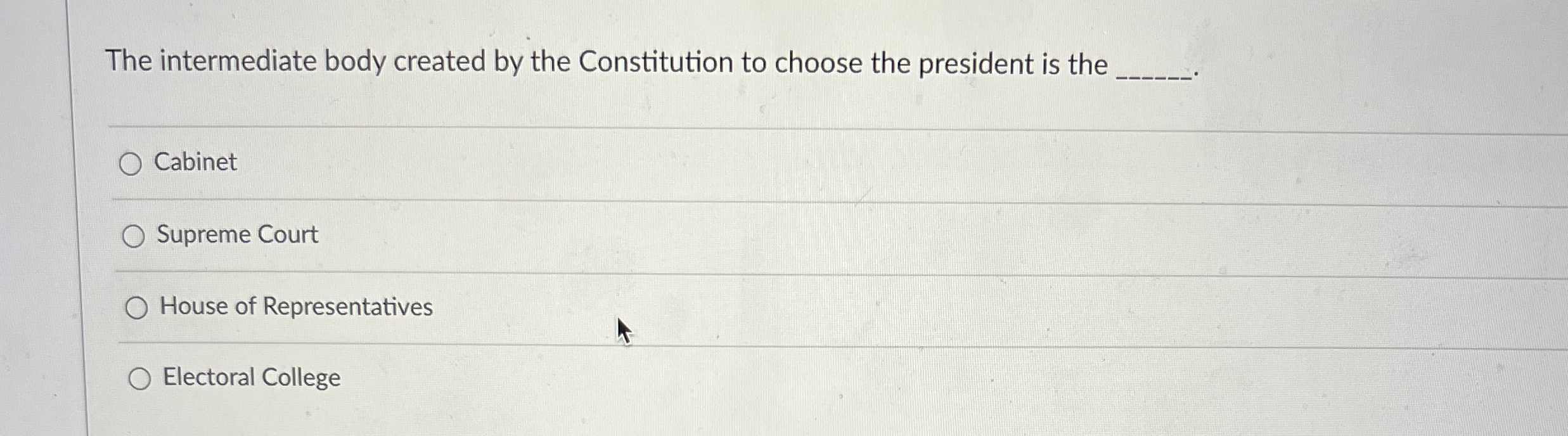 Solved The intermediate body created by the Constitution to | Chegg.com