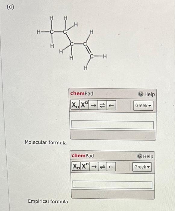 Solved Write the molecular and empirical formulas of the | Chegg.com