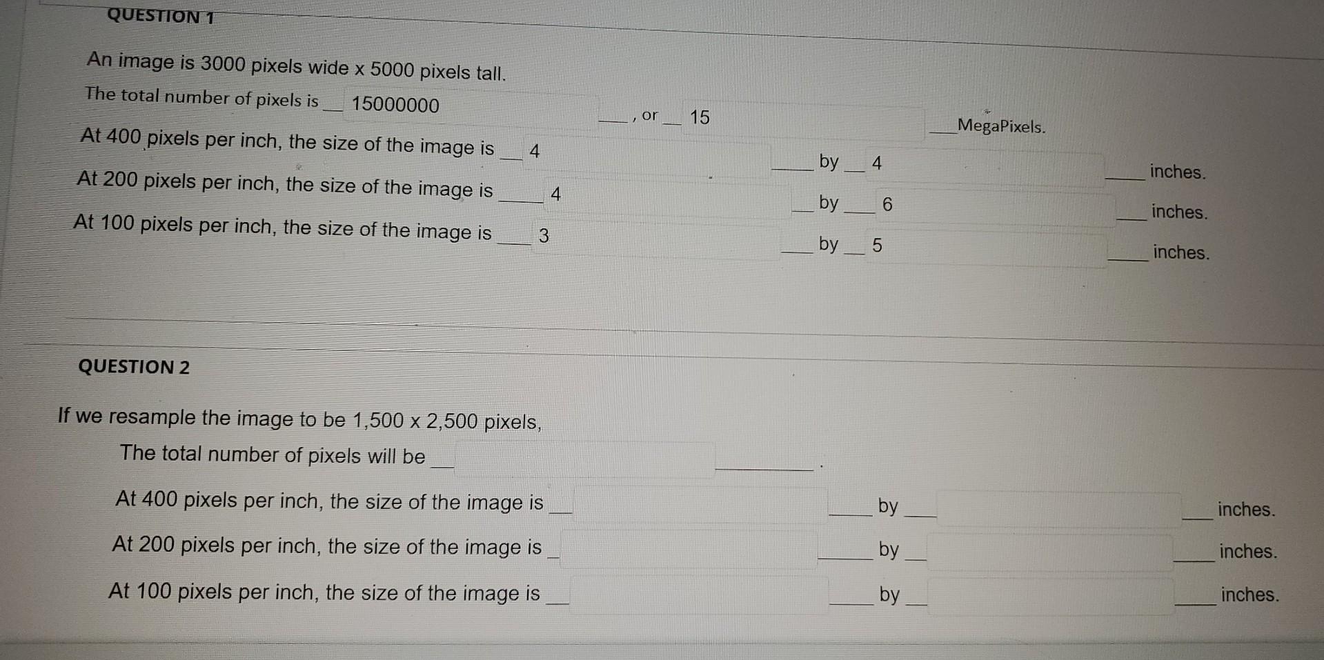 Solved An image is 3000 pixels wide ×5000 pixels tall. The | Chegg.com