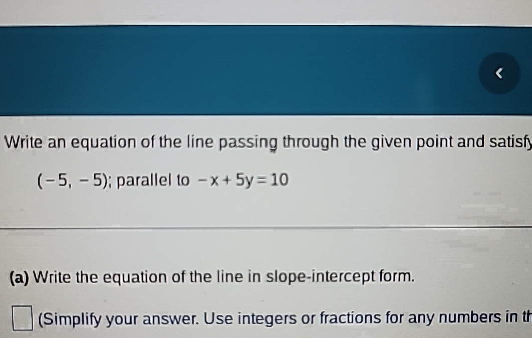 Solved Write an equation of the line passing through the | Chegg.com