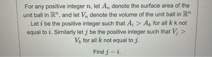 Solved For any positive integer n, let An denote the surface | Chegg.com