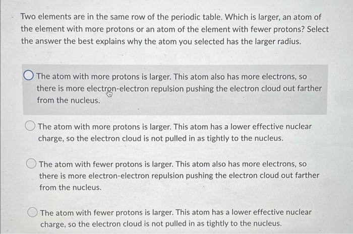 Solved Two elements are in the same row of the periodic | Chegg.com