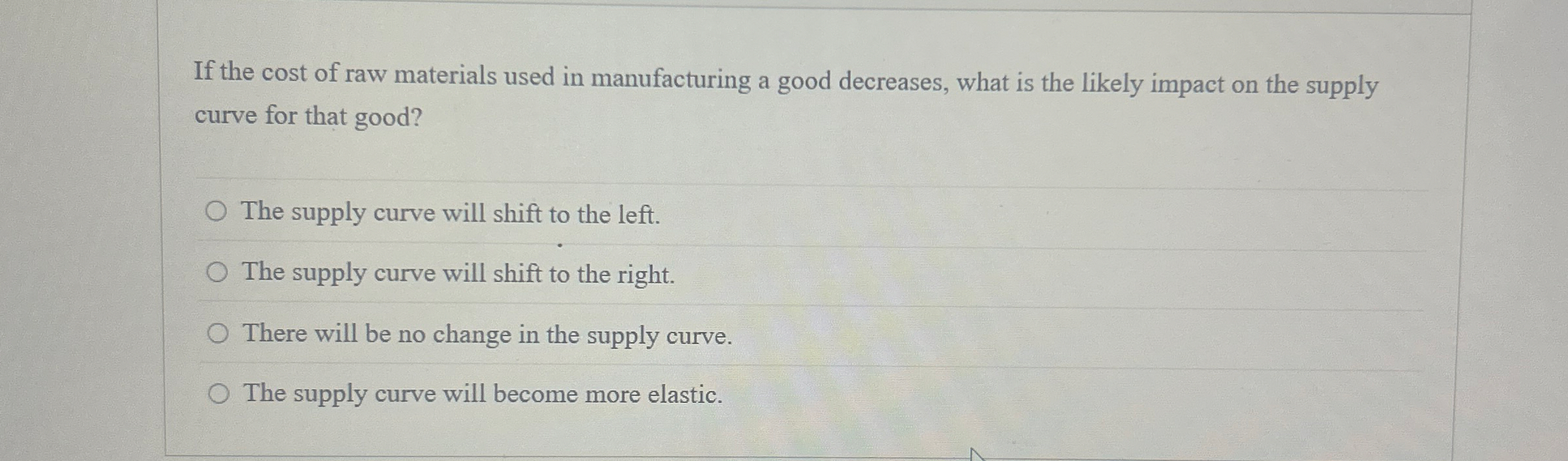 Solved If the cost of raw materials used in manufacturing a | Chegg.com